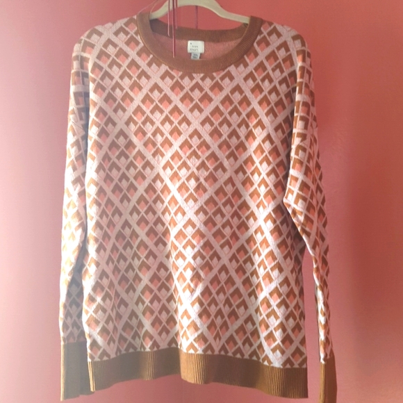 a new day | Sweaters | A New Day Crewneck Soft Pink Retro Brown Sweater ...